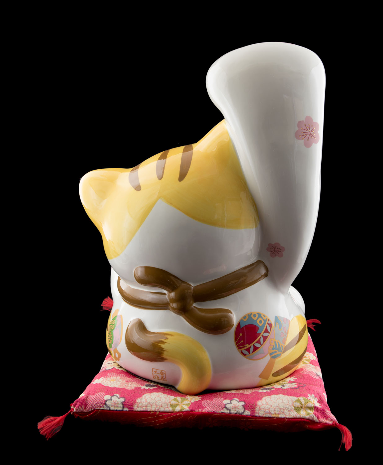 Grande Statue Chat japonais Maneki neko 36 cm en porcelaine Patte levée ...