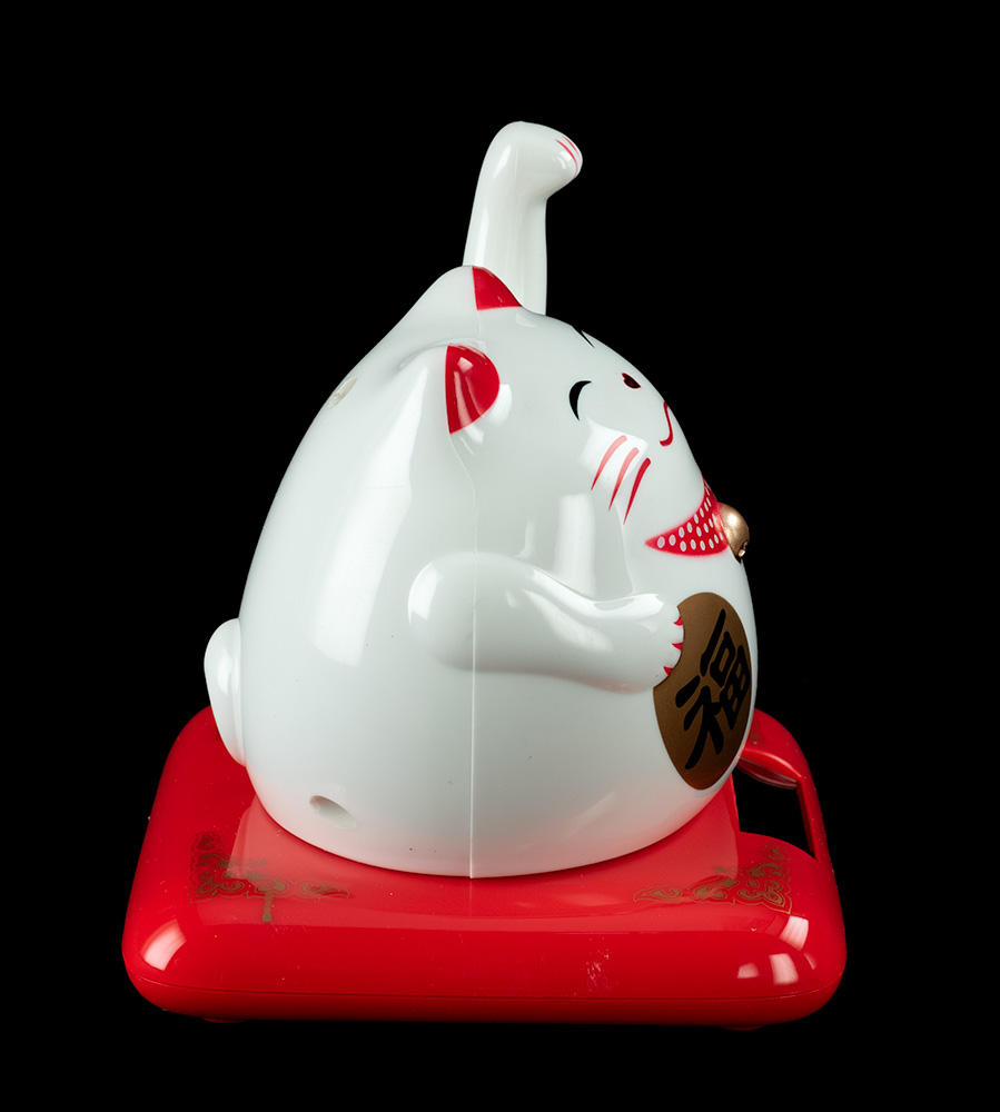 Figurine Chat Chinois - Chat Solaire - Maneki-neko bobtail blanc 10cm -347