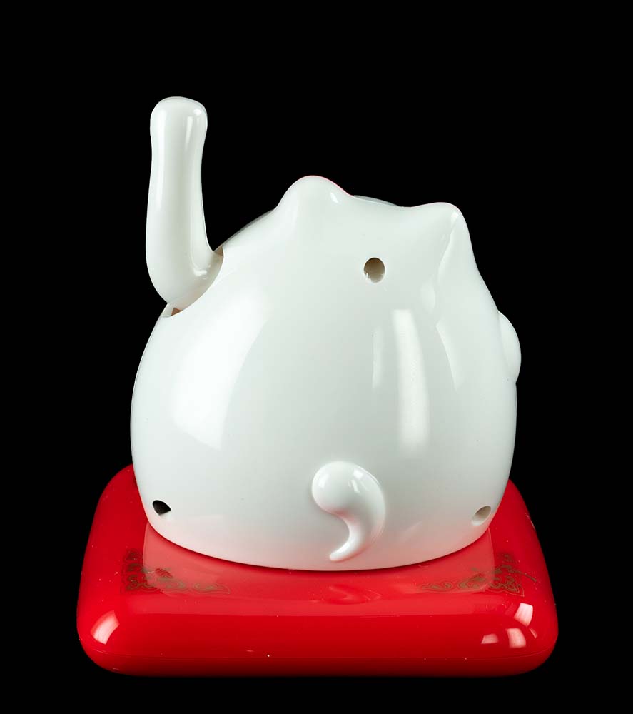 Figurine Chat Chinois - Chat Solaire - Maneki-neko bobtail blanc 10cm -347